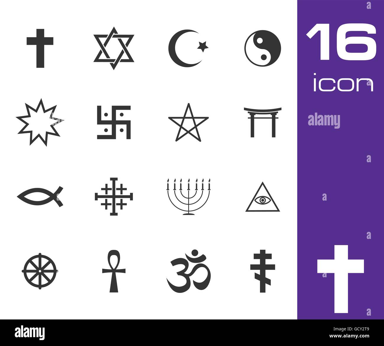 Vector black religious symbols set Stock Vector Image & Art - Alamy