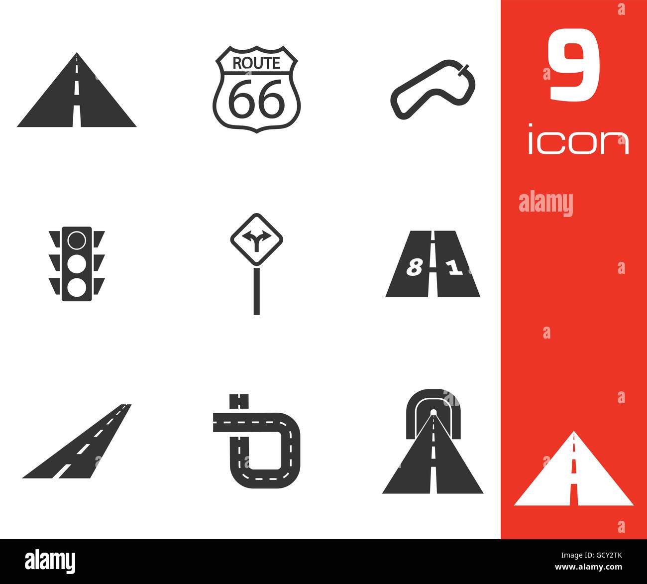 Vector black road icons set Stock Vector Image & Art - Alamy
