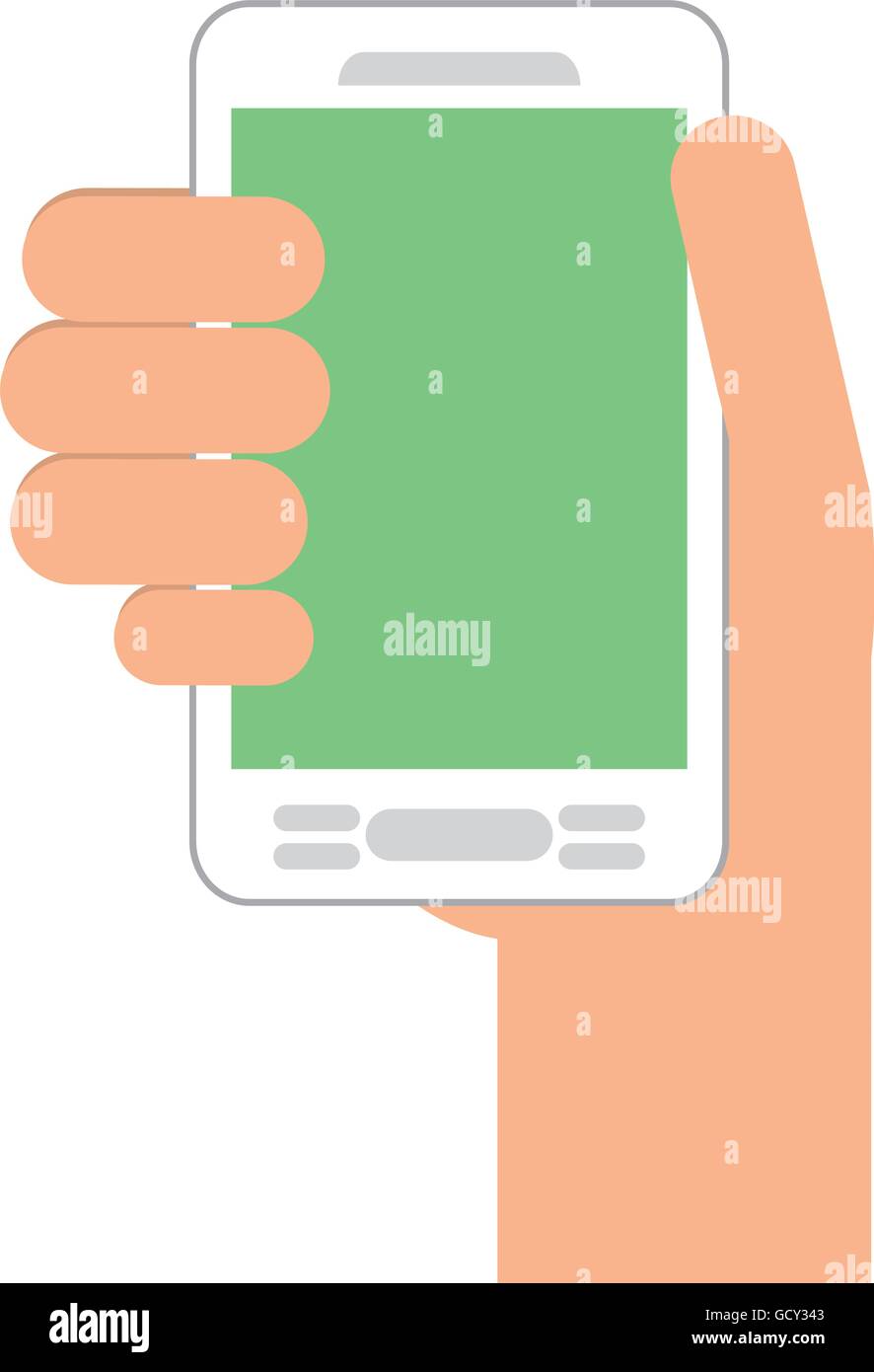 Hand holding mobile phone close up Stock Vector Images - Alamy