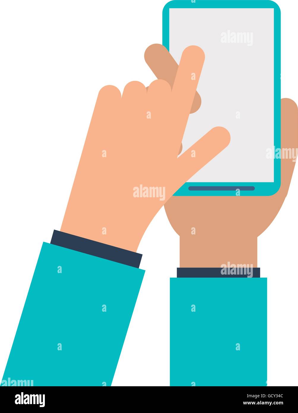Hand holding mobile phone close up Stock Vector Images - Alamy