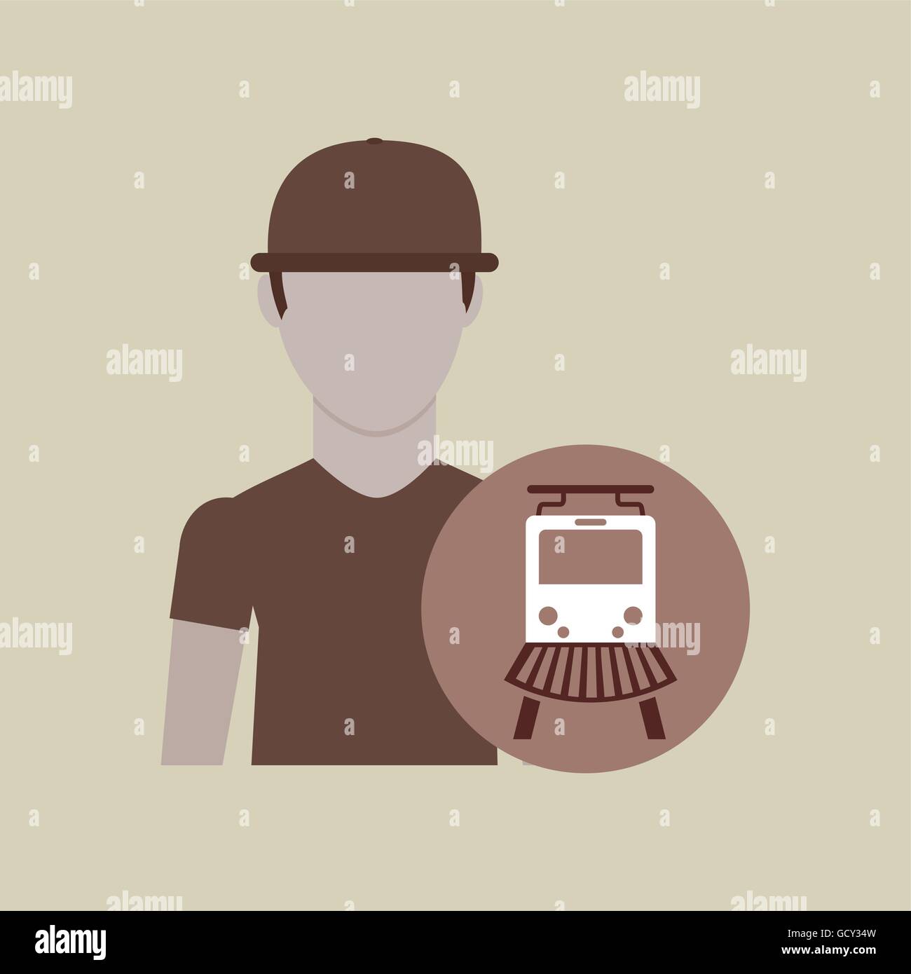 Man driving train Stock Vector Images - Alamy