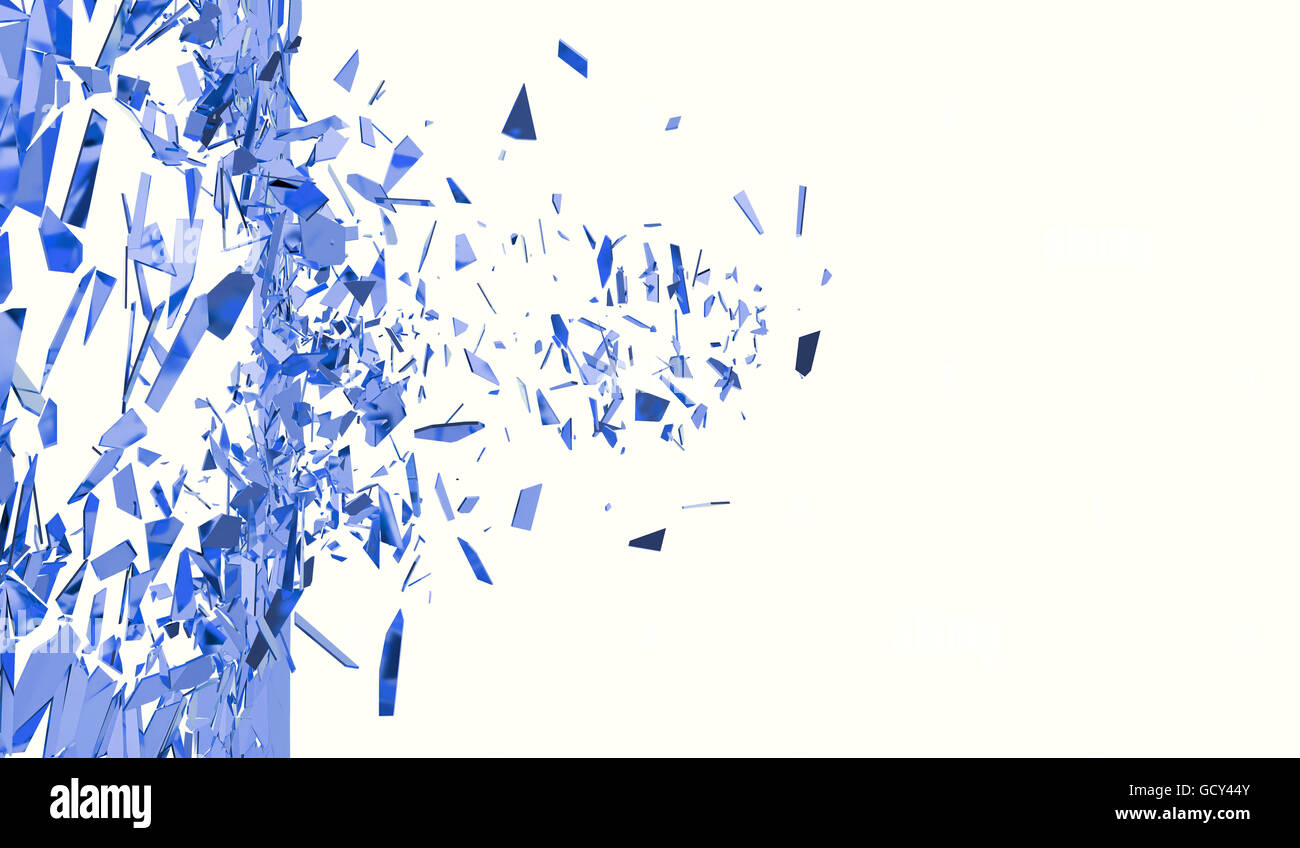 Broken blue wall isolated on white background. 3d illustration Stock ...