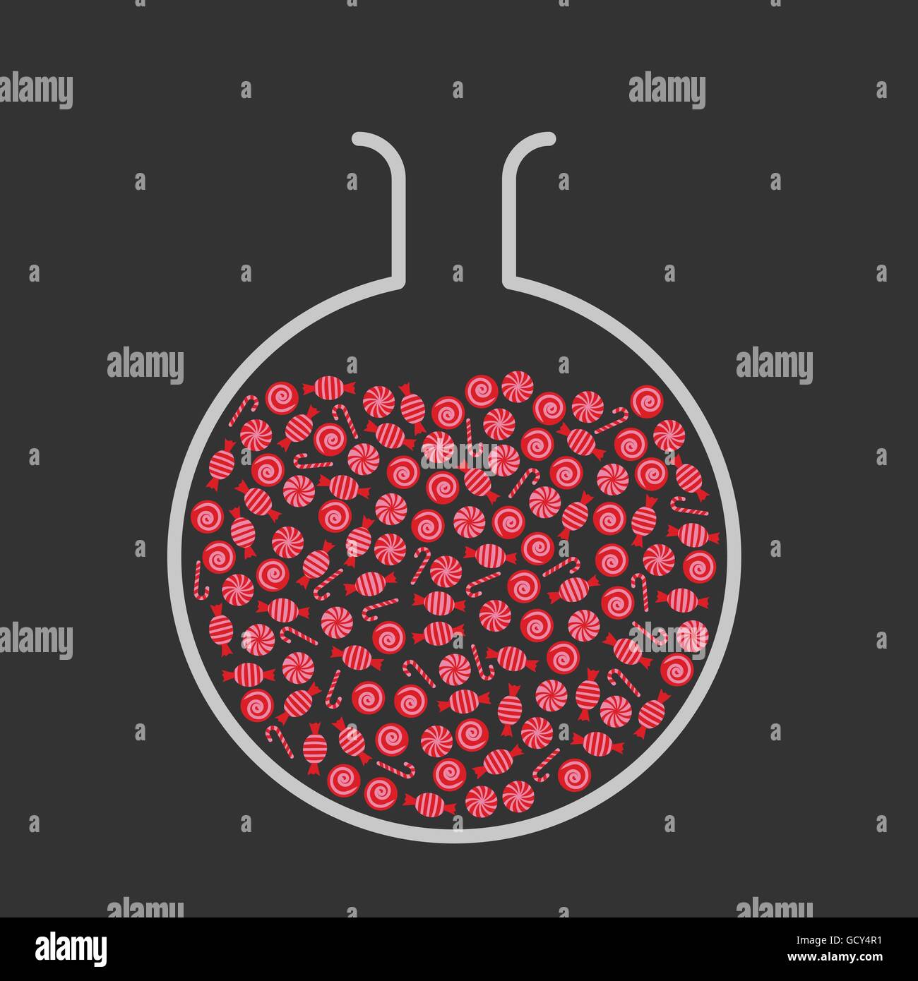 Lab flask filled with red candies Stock Vector Image & Art - Alamy