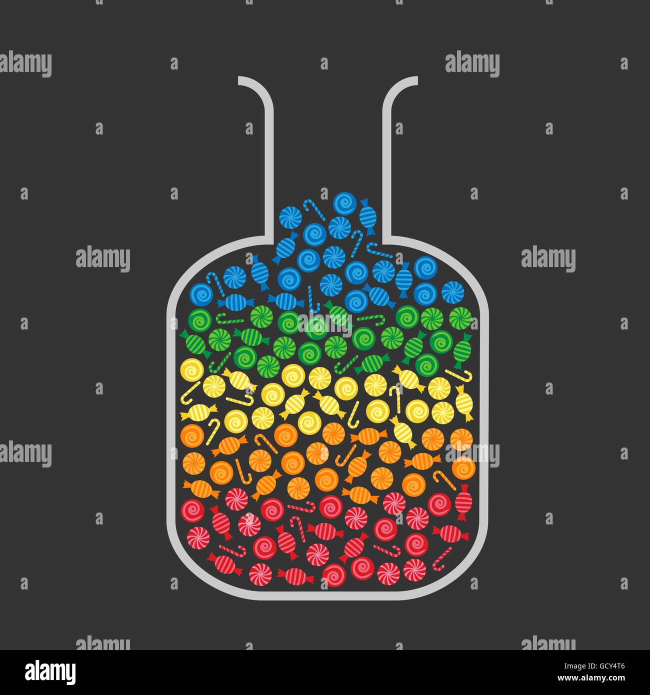 Lab flask filled with colorful candies Stock Vector Image & Art - Alamy