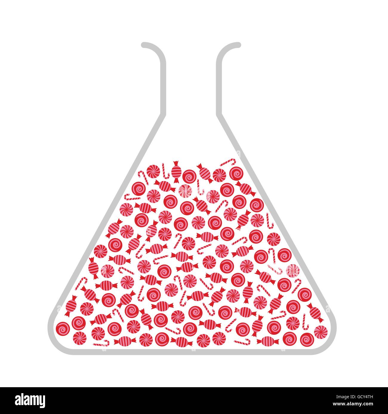 Lab flask filled with red candies Stock Vector Image & Art - Alamy