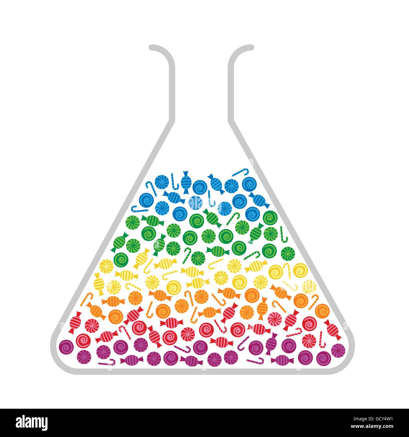 Lab flask filled with colorful candies Stock Vector Image & Art - Alamy