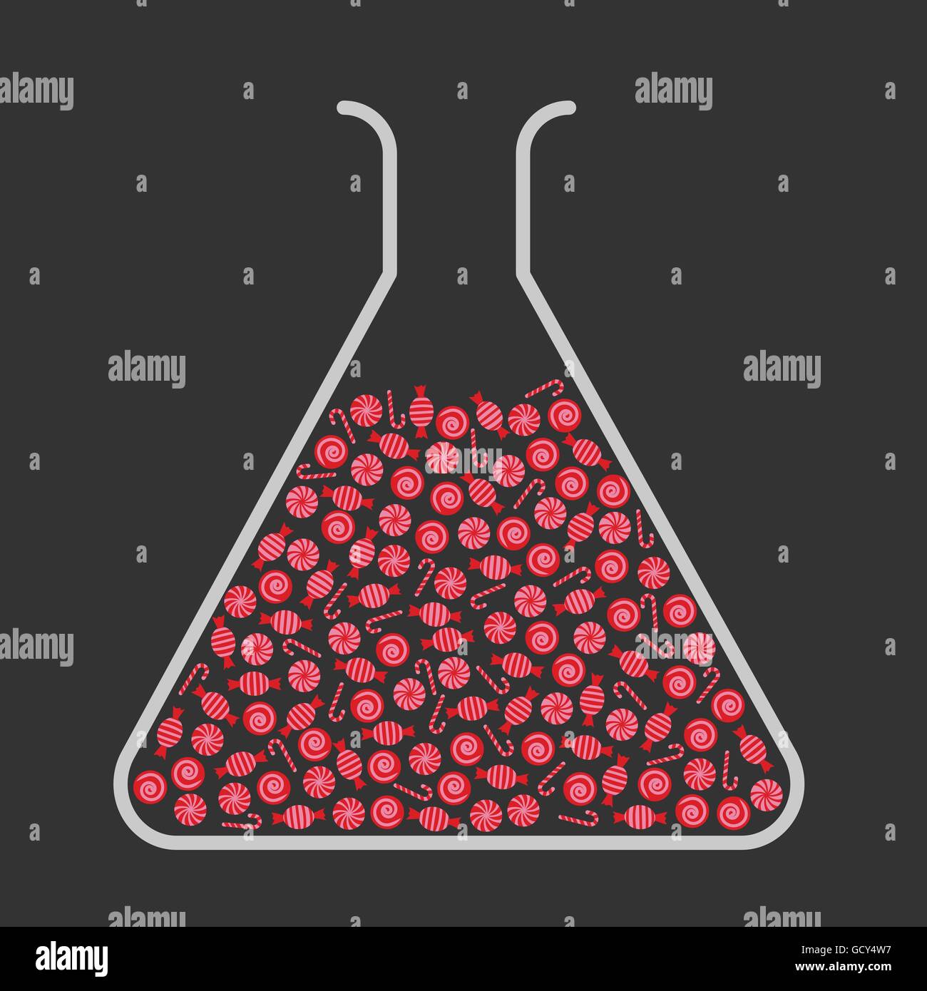 Lab flask filled with red candies Stock Vector Image & Art - Alamy