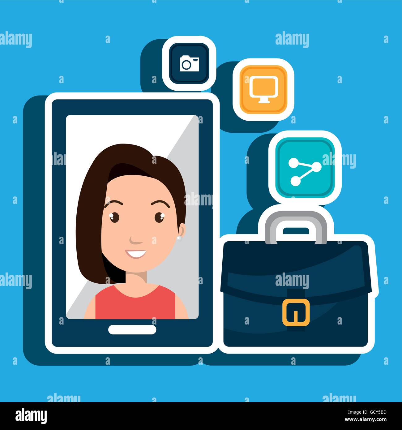 executive woman and cellphone isolated icon design Stock Vector Image ...