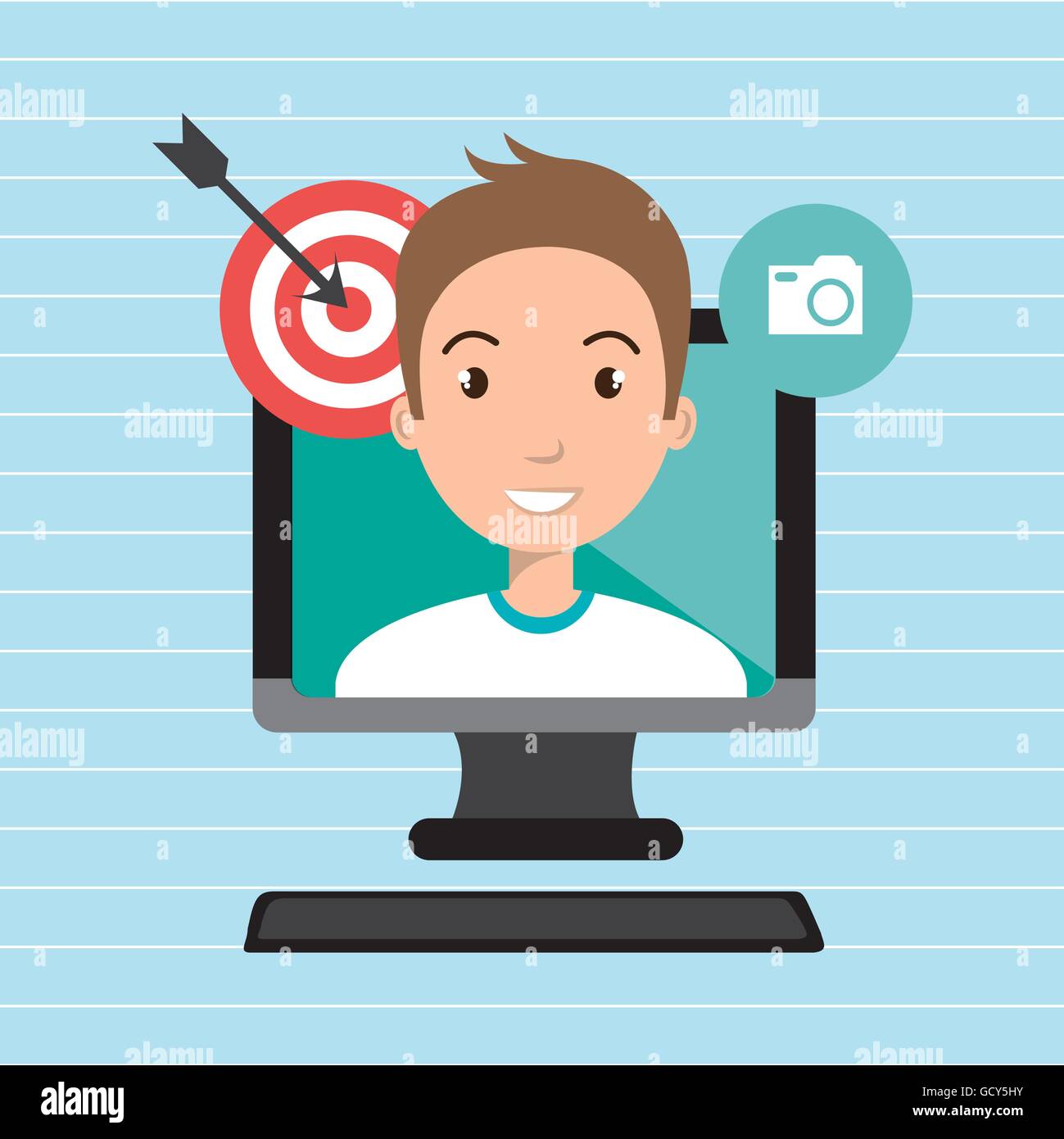 man with computer isolated icon design Stock Vector Image & Art - Alamy