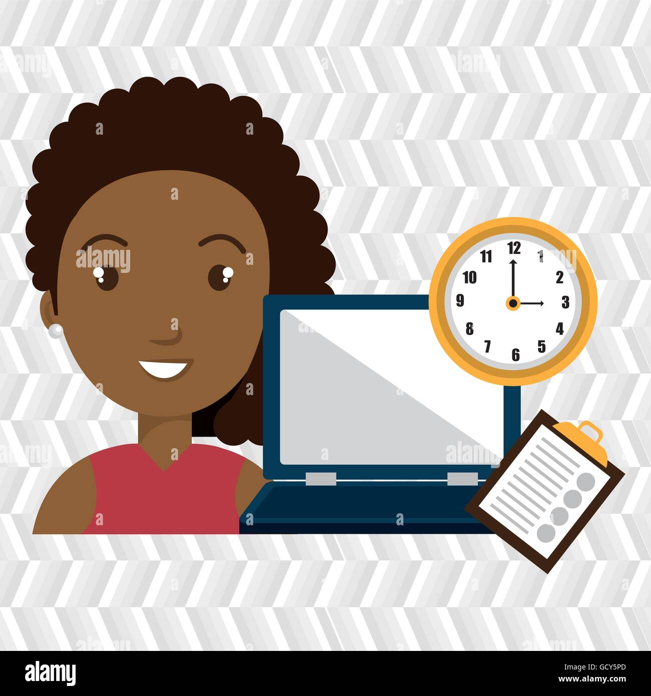 Woman office files computer Stock Vector Images - Alamy