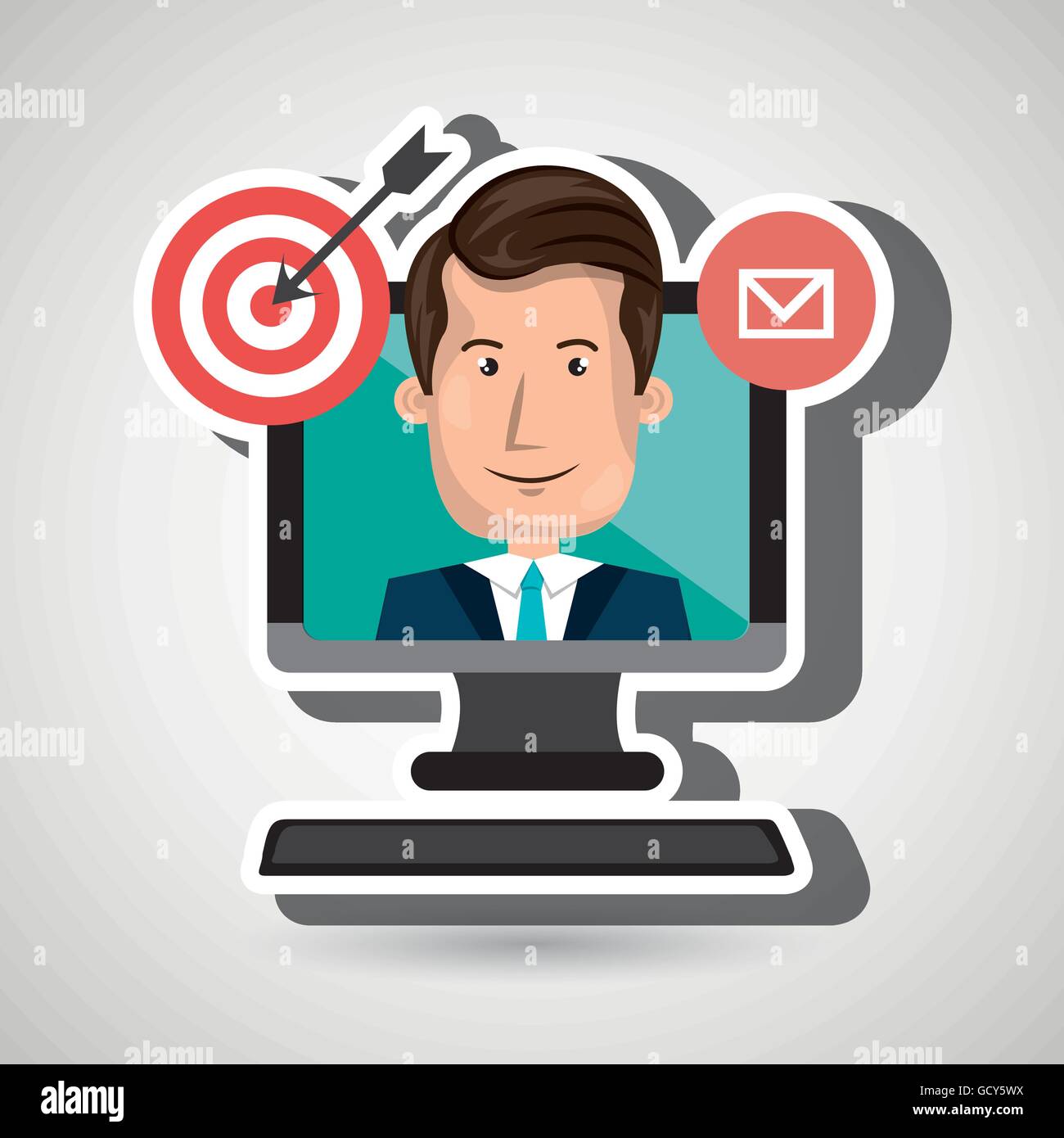 Computer screen reflection man Stock Vector Images - Alamy
