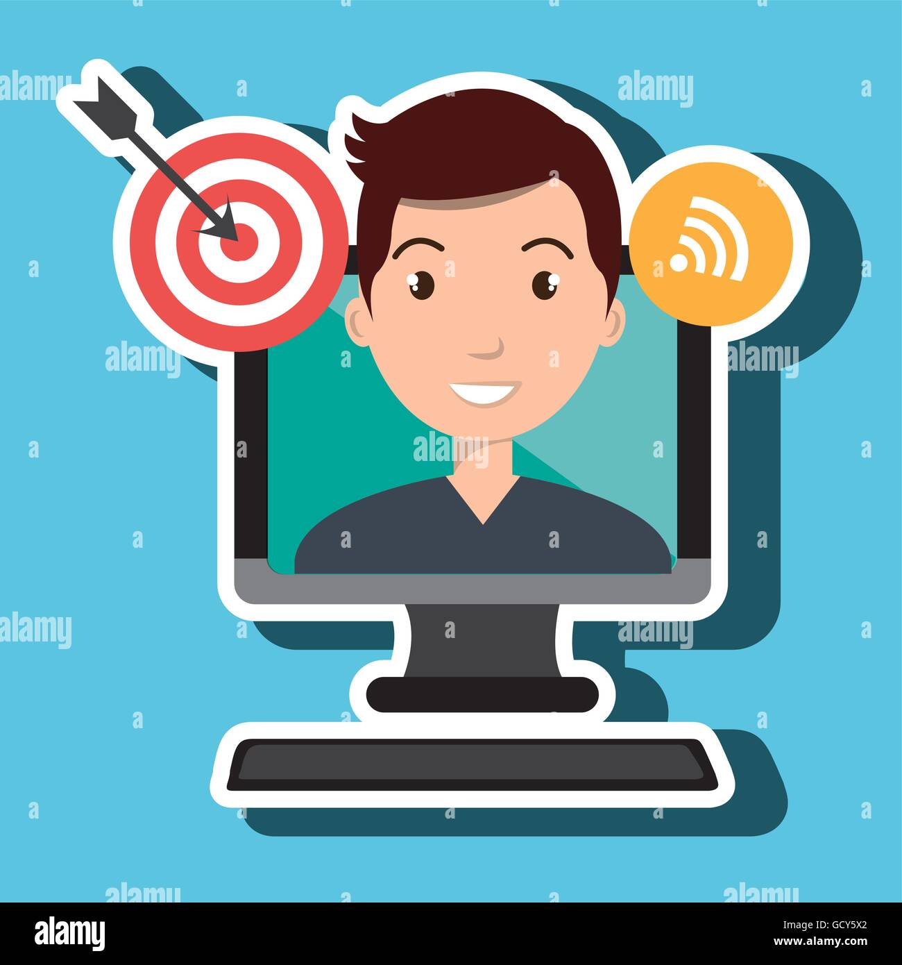 man with computer isolated icon design Stock Vector Image & Art - Alamy