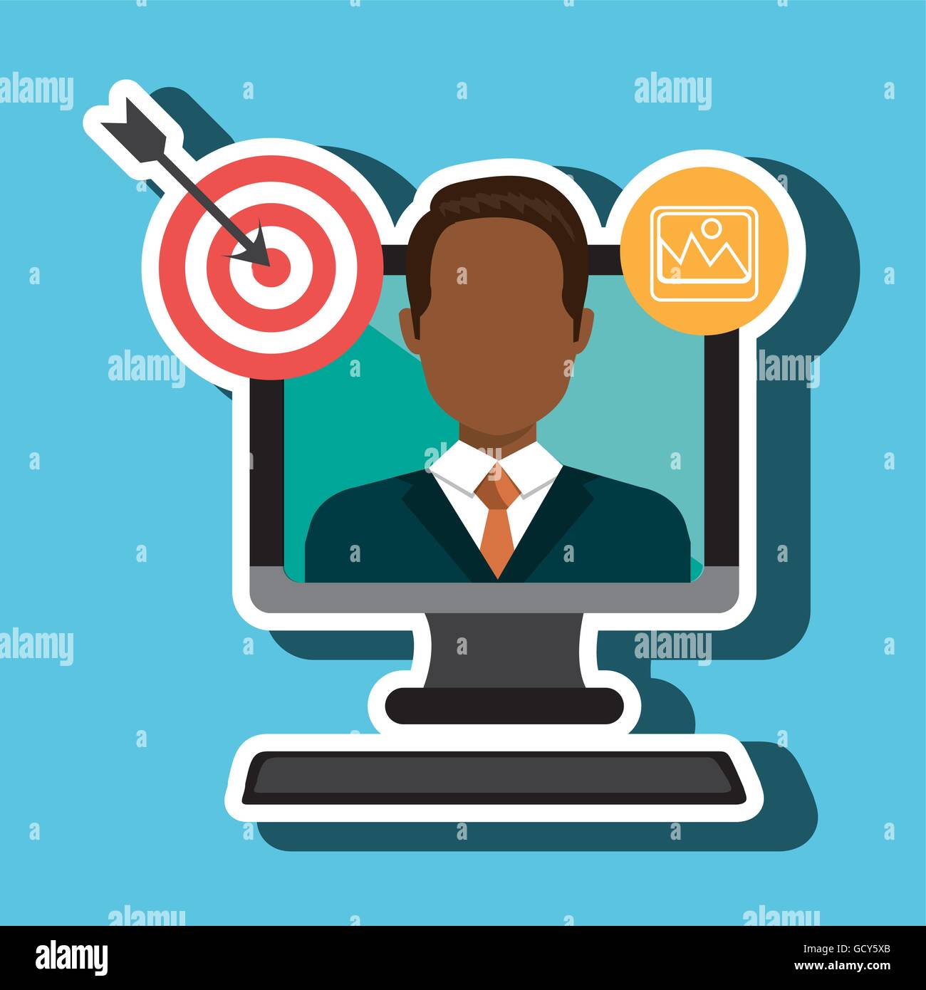 man with computer isolated icon design Stock Vector Image & Art - Alamy