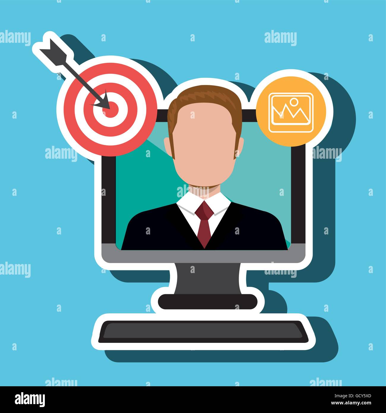 Boy looking computer screen Stock Vector Images - Alamy