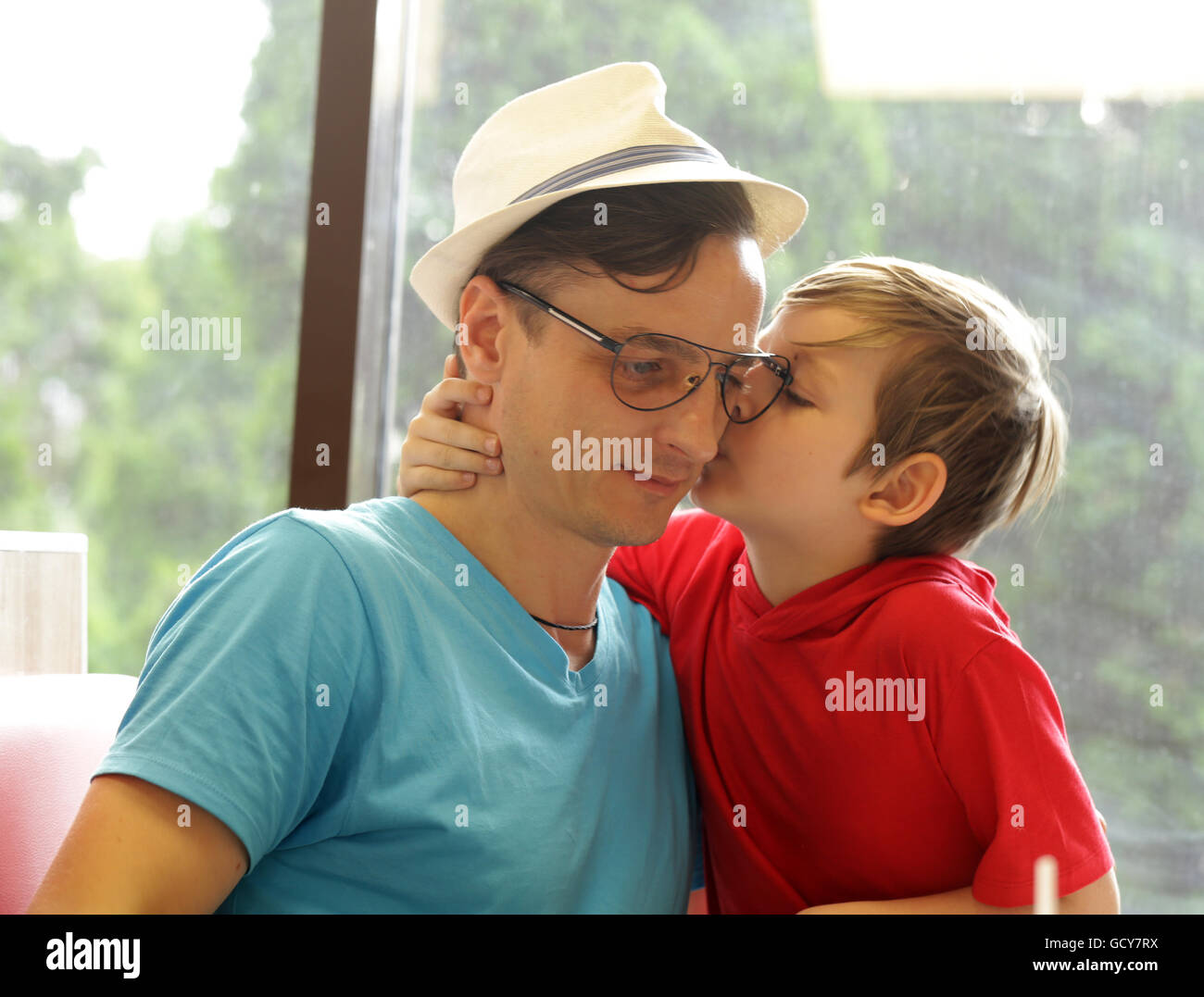 relationship between father and son - family happiness Stock Photo - Alamy
