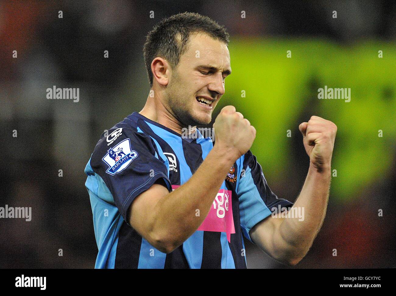 Blackpool's Neal Eardley celebrates victory after the final whistle ...