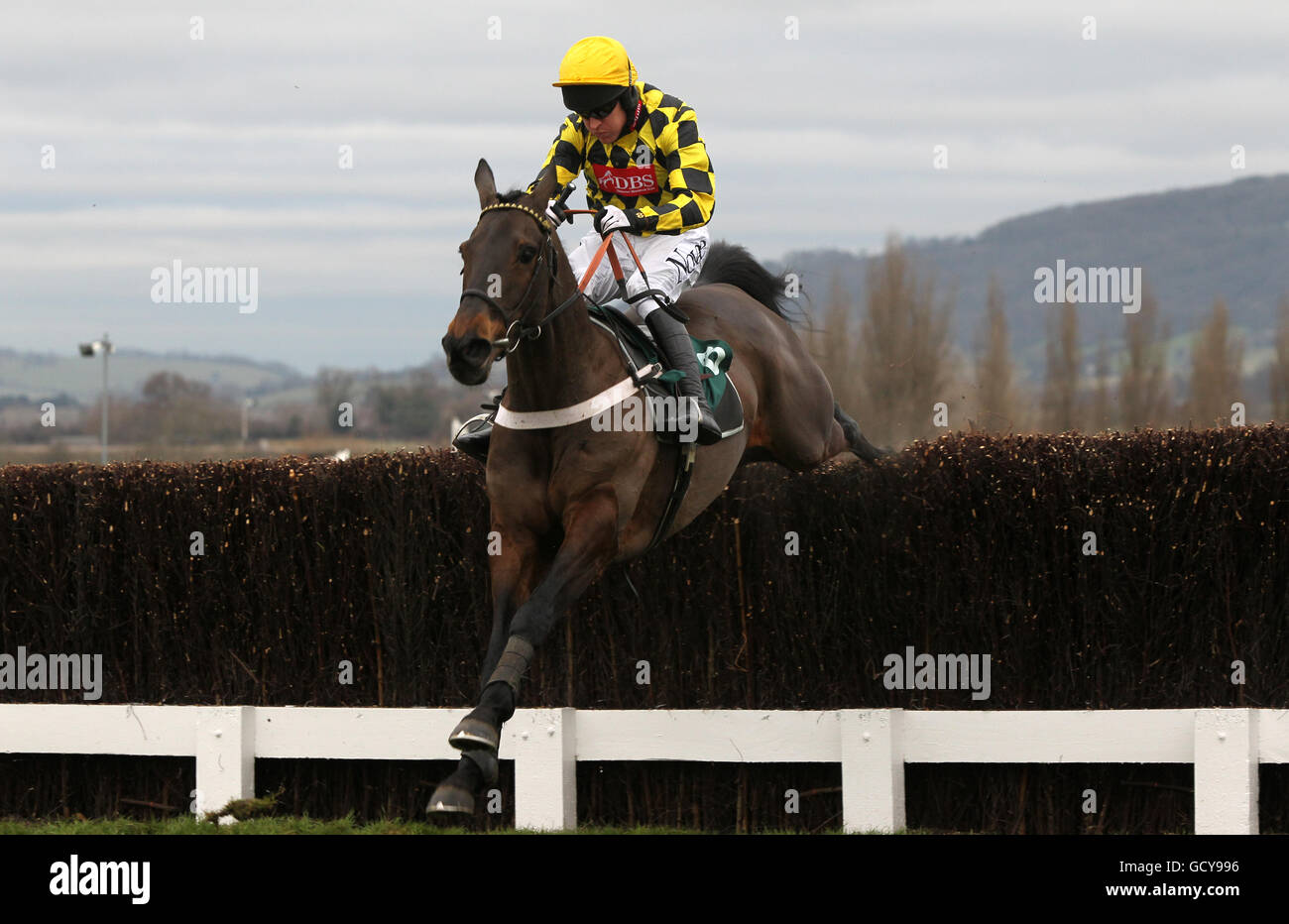 Jockey Barry Geraghty on Petit Robin jumps during the Keith Prowse ...