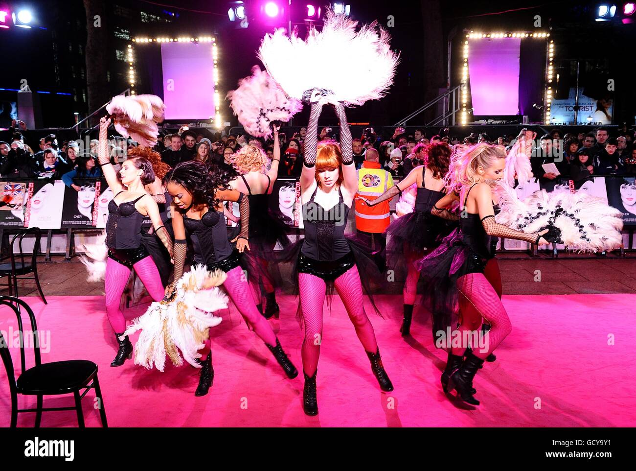Burlesque dancers perform during the Premiere of Burlesque, at the ...