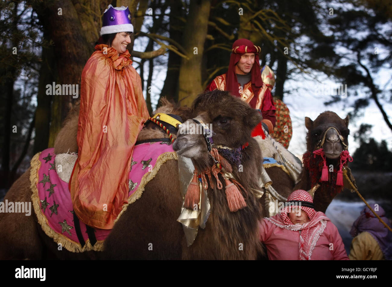 A nativity parade makes it's way up a road near the village of ...