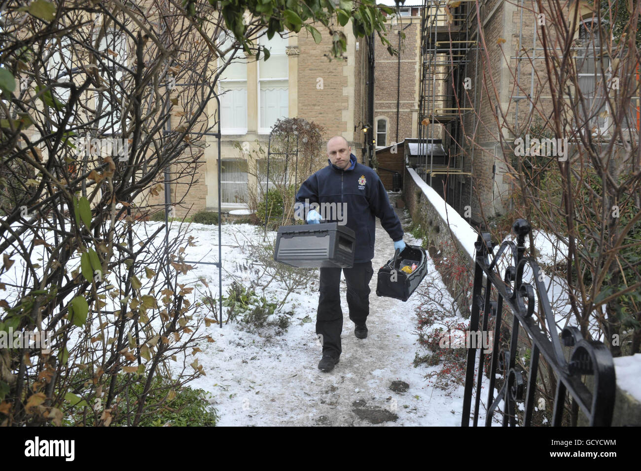 Police outside the ground floor flat where Joanna Yeates and her ...