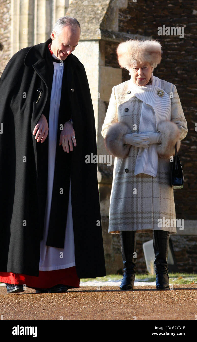 Queen Elizabeth II, alongside the Reverend Jonathan Riviere attend St ...