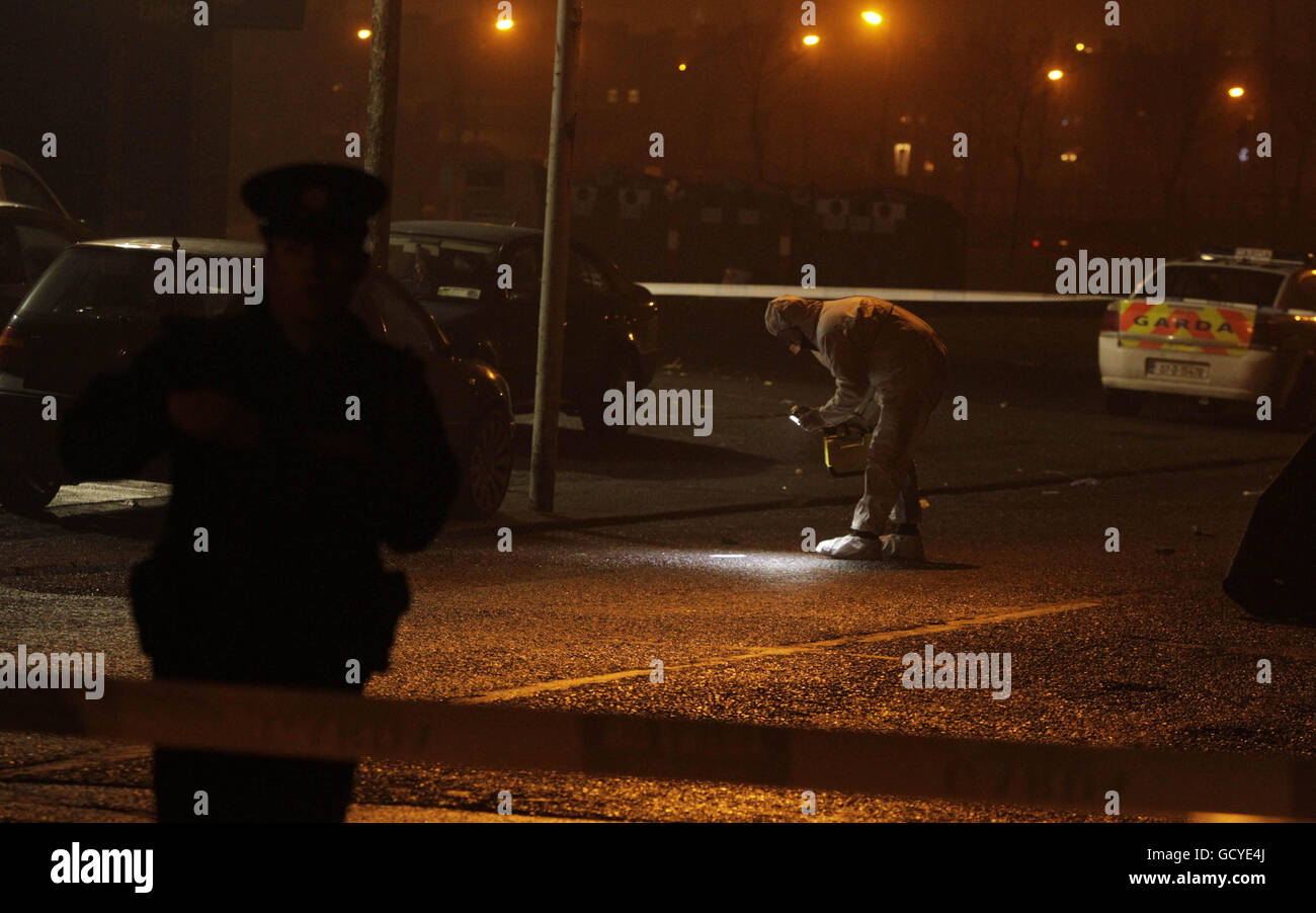 Gardai outside the Cappagh House pub in Finglas North Dublin where a ...