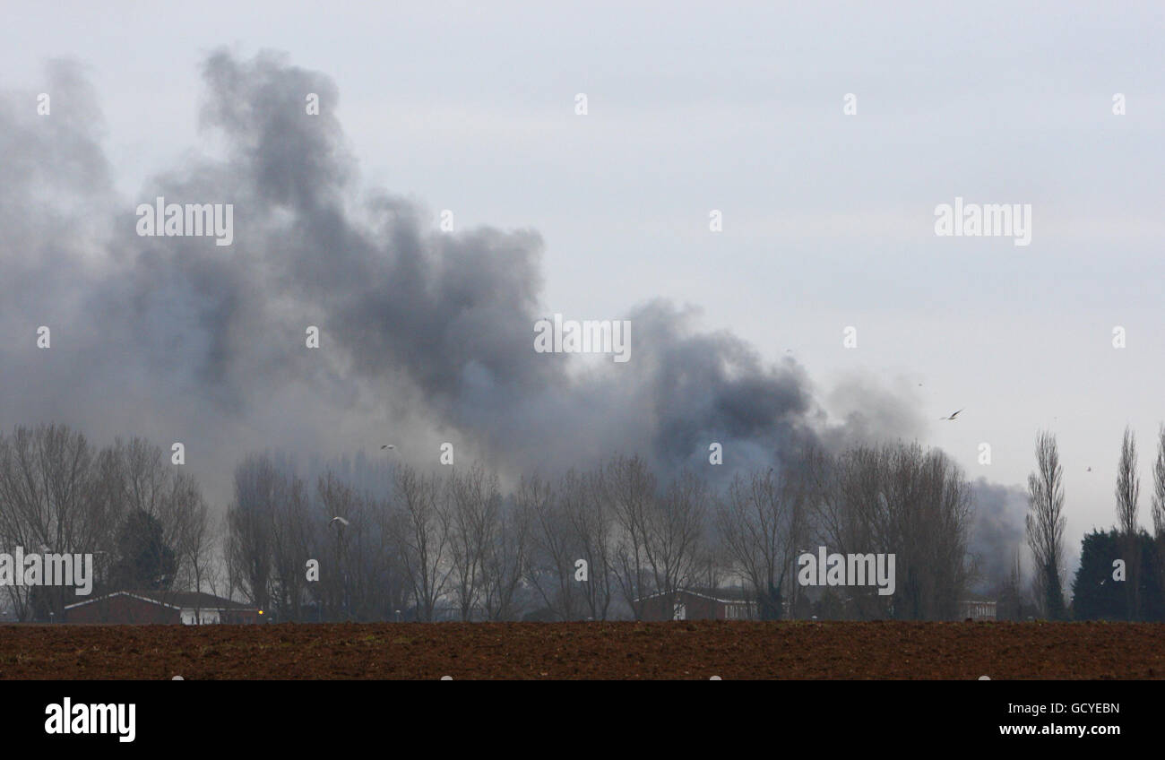 Smoke rises above HMP Ford near Arundel, West Sussex after about 40 ...