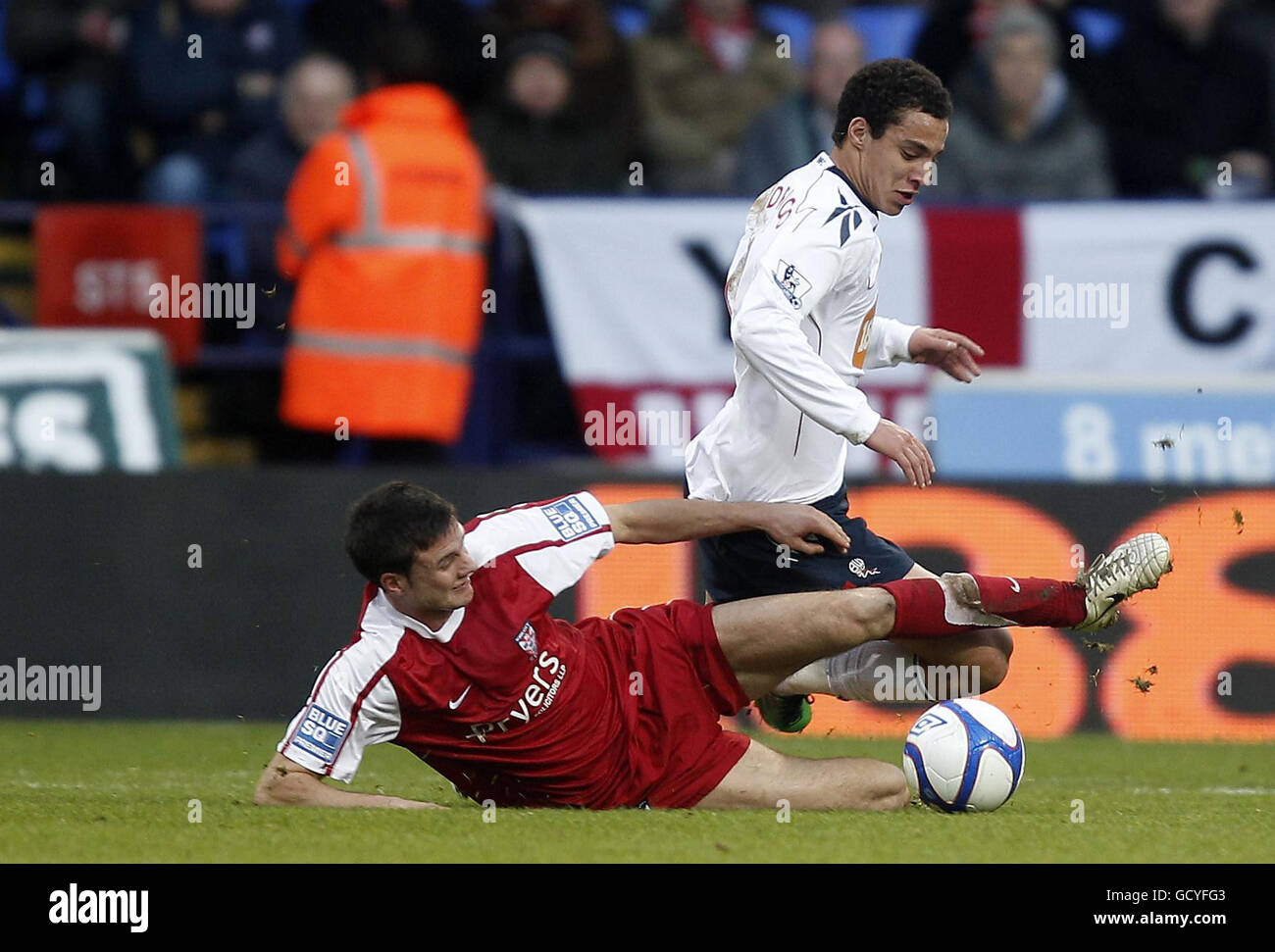 Bolton Wanderers' Rodrigo (right) and York City's Jonathan Smith during ...