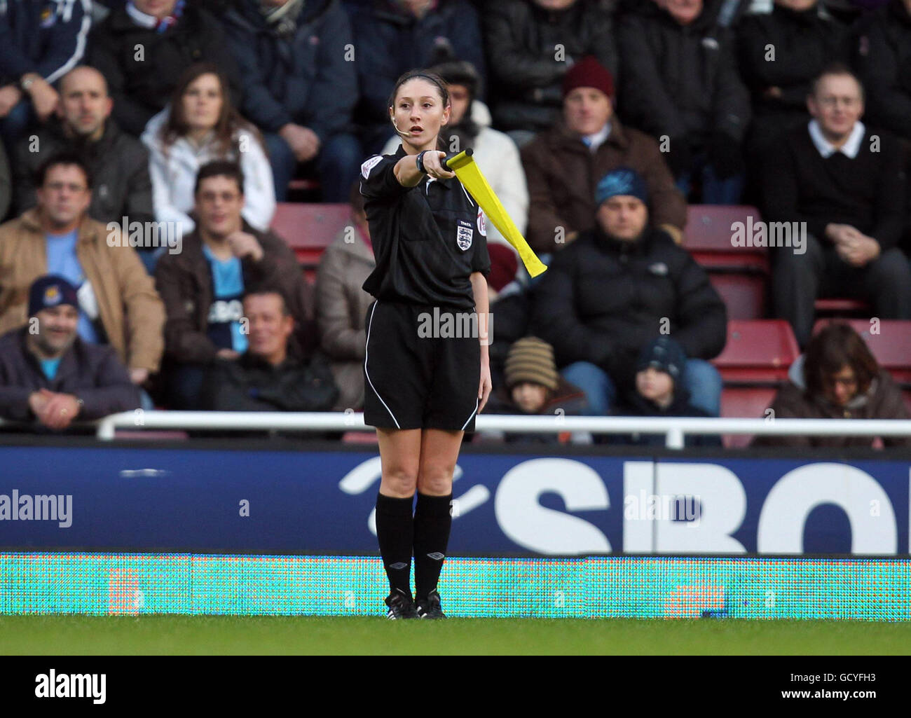 The referees assistant signals offside hi-res stock photography and ...