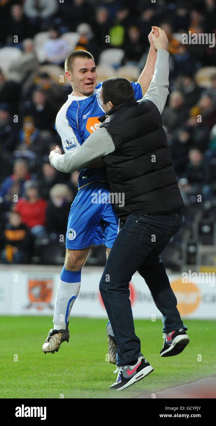 Wigan Athletic's Callum McManaman celebrates scoring his sides second ...