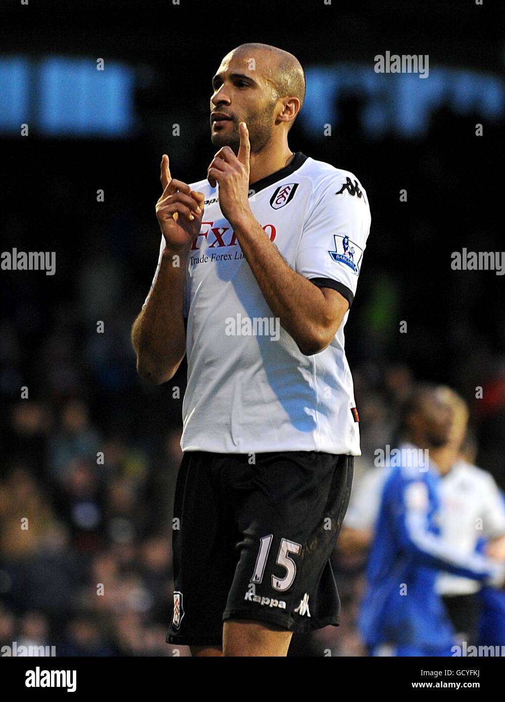 Fulham's Diomansy Kamara celebrates after scoring his side's third goal ...