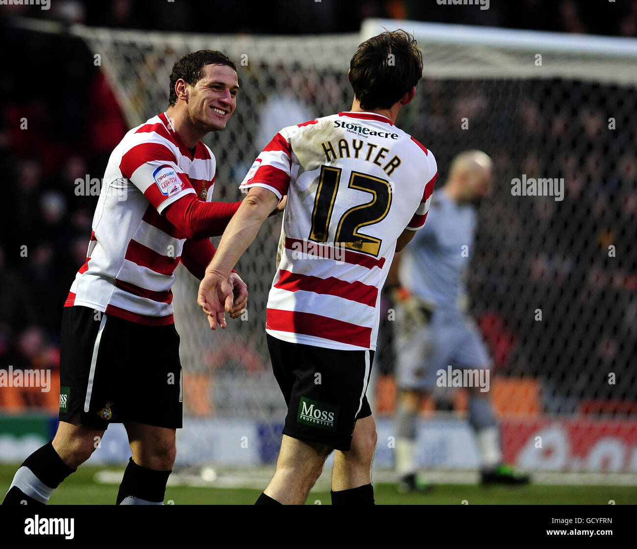 Doncaster Rovers goalscorers Billy Sharp (left) and James Hayter ...