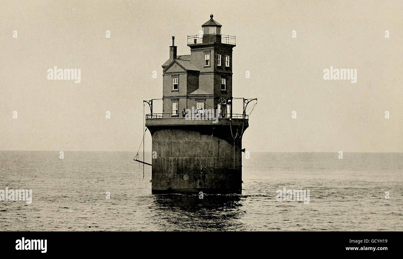 The Fourteen Foot Bank Lighthouse, Delaware. Built on sand. Circa 1900 ...