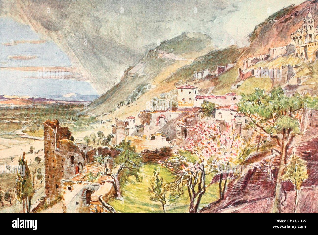 Mistra and the Valley of the Eurotas - Greece, circa 1906 Stock Photo ...