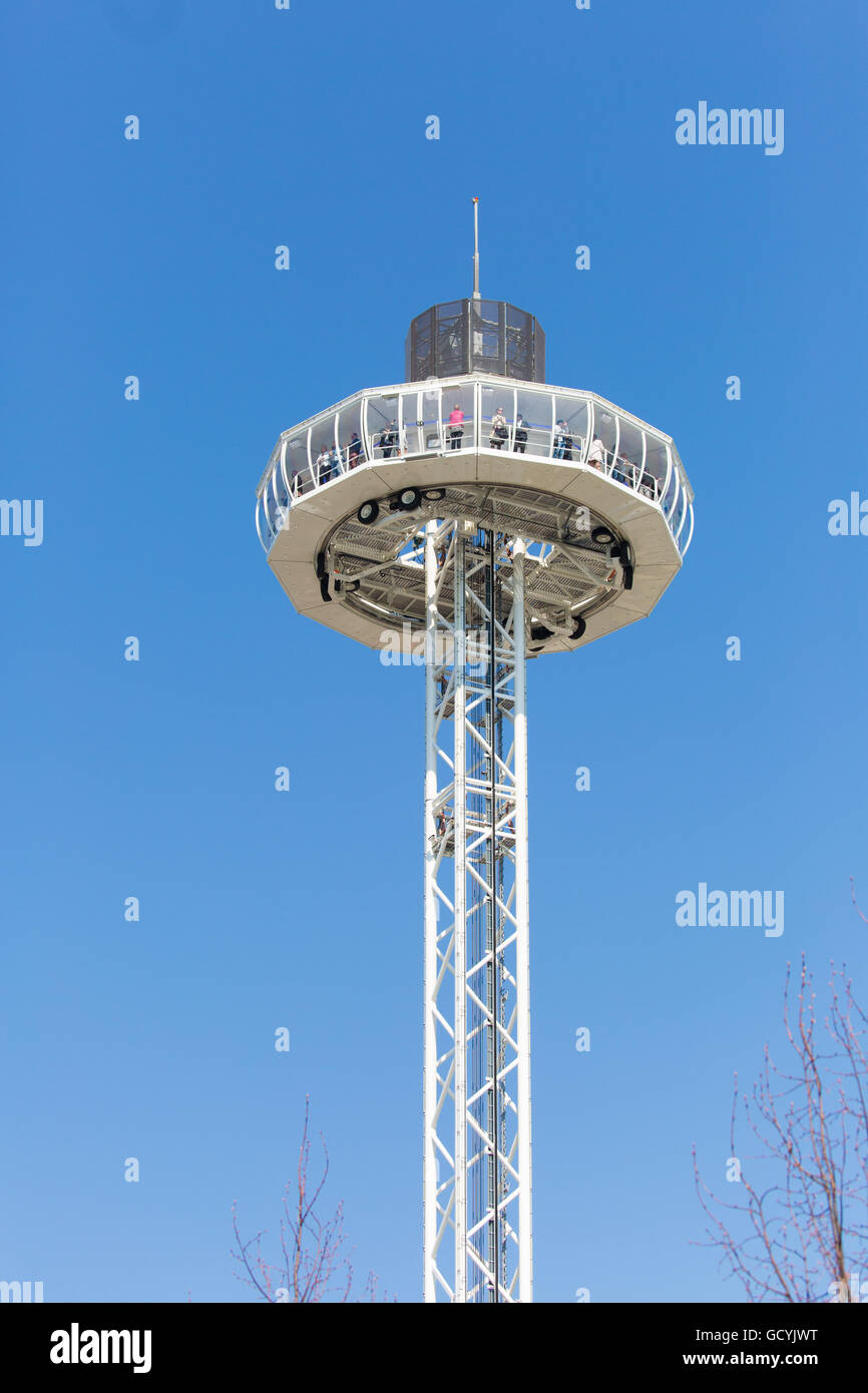 STOCKHOLM SWEDEN may 4, 2016: A rotating sightseeing cabin. The tower ...