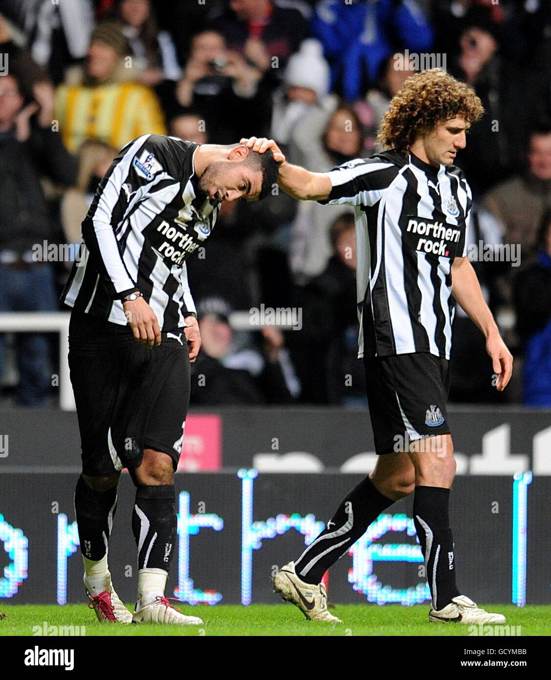 Newcastle United's Leon Best (left) celebrates scoring his side's ...