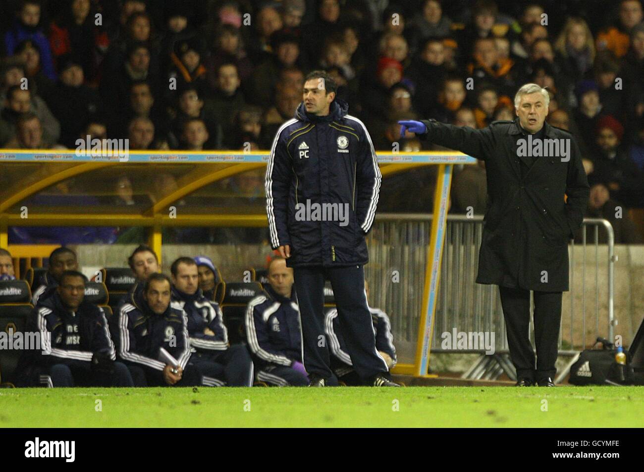 Chelsea First Team Coach Paul Clement (left) and manager Carlo ...