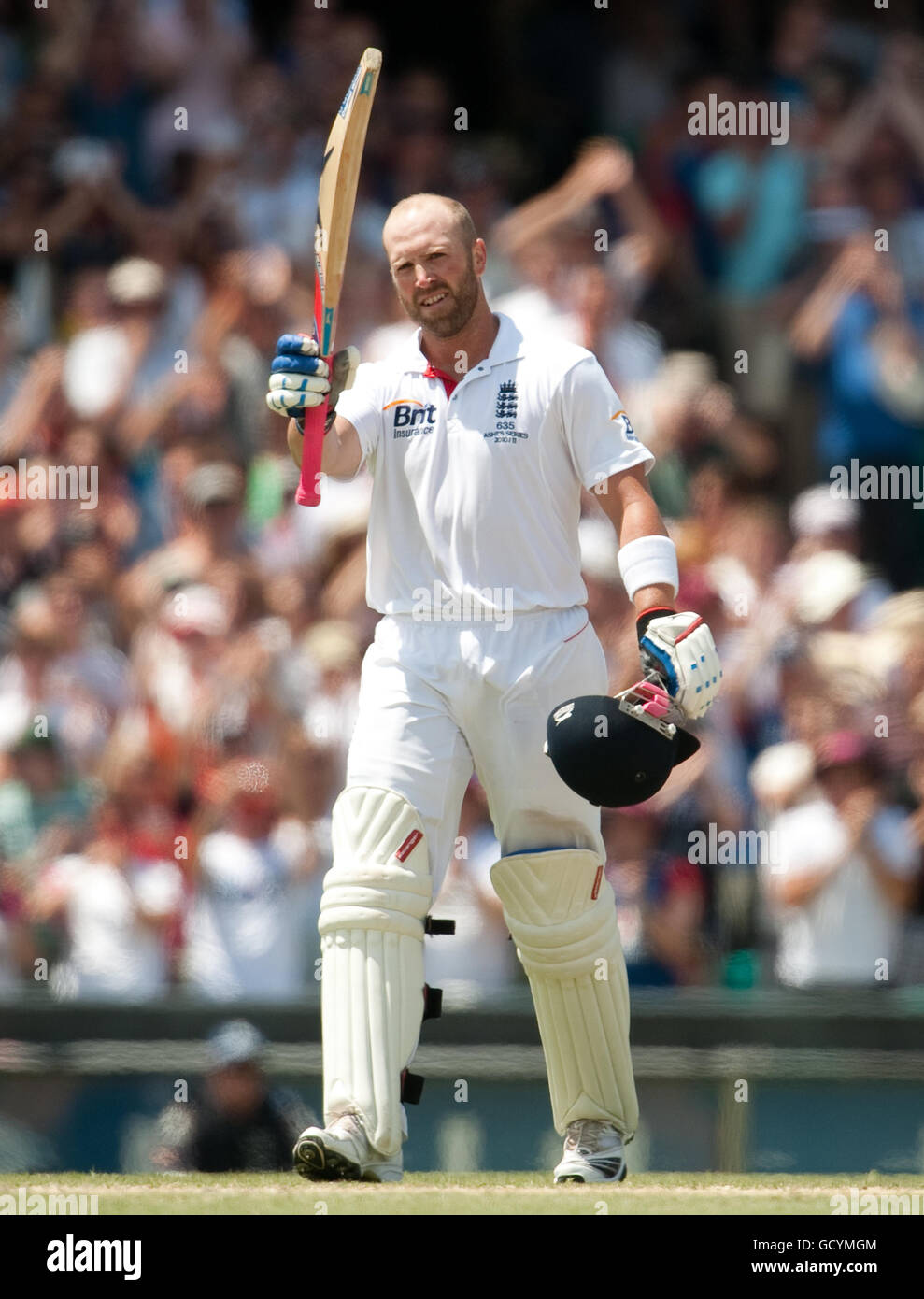 England's Matt Prior celebrates reaching his century during the fifth ...