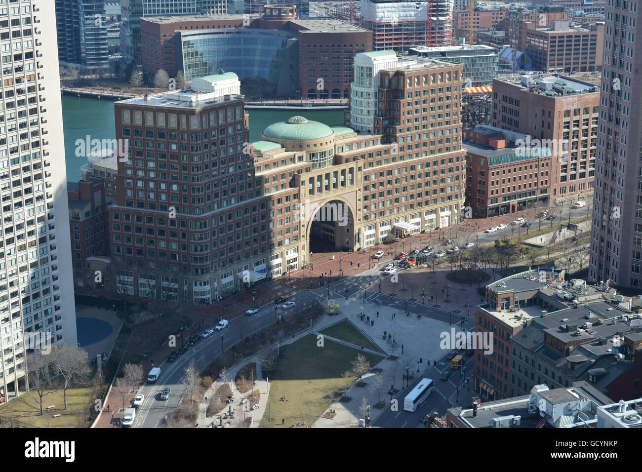 A view of the Greenway in downtown Boston seen from above Stock Photo ...