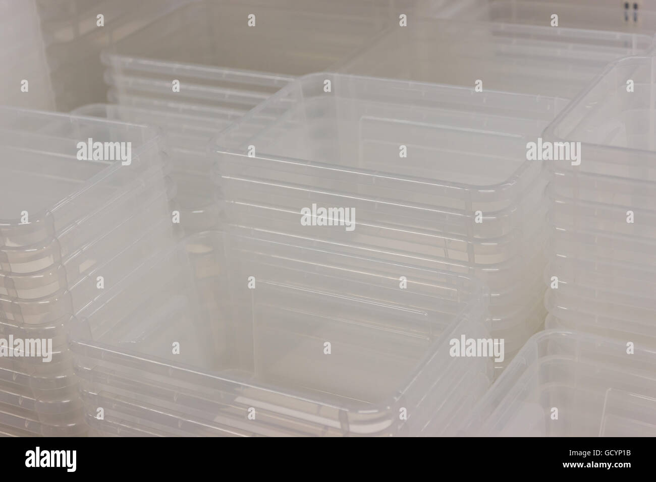 Stacked empty plastic box Stock Photo - Alamy