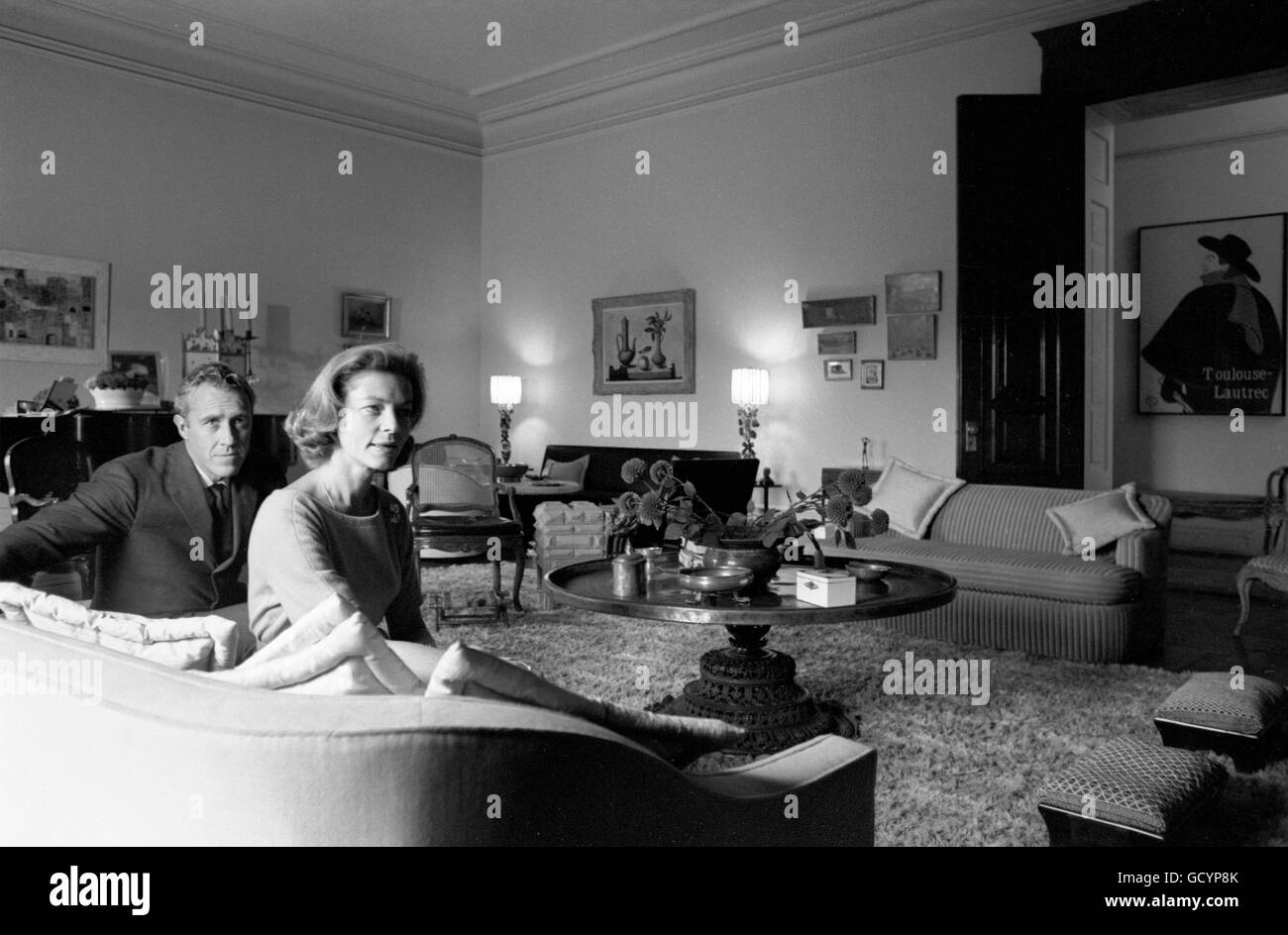 Lauren Bacall and Jason Robards in their apartment in the Dakota, 1963 ...