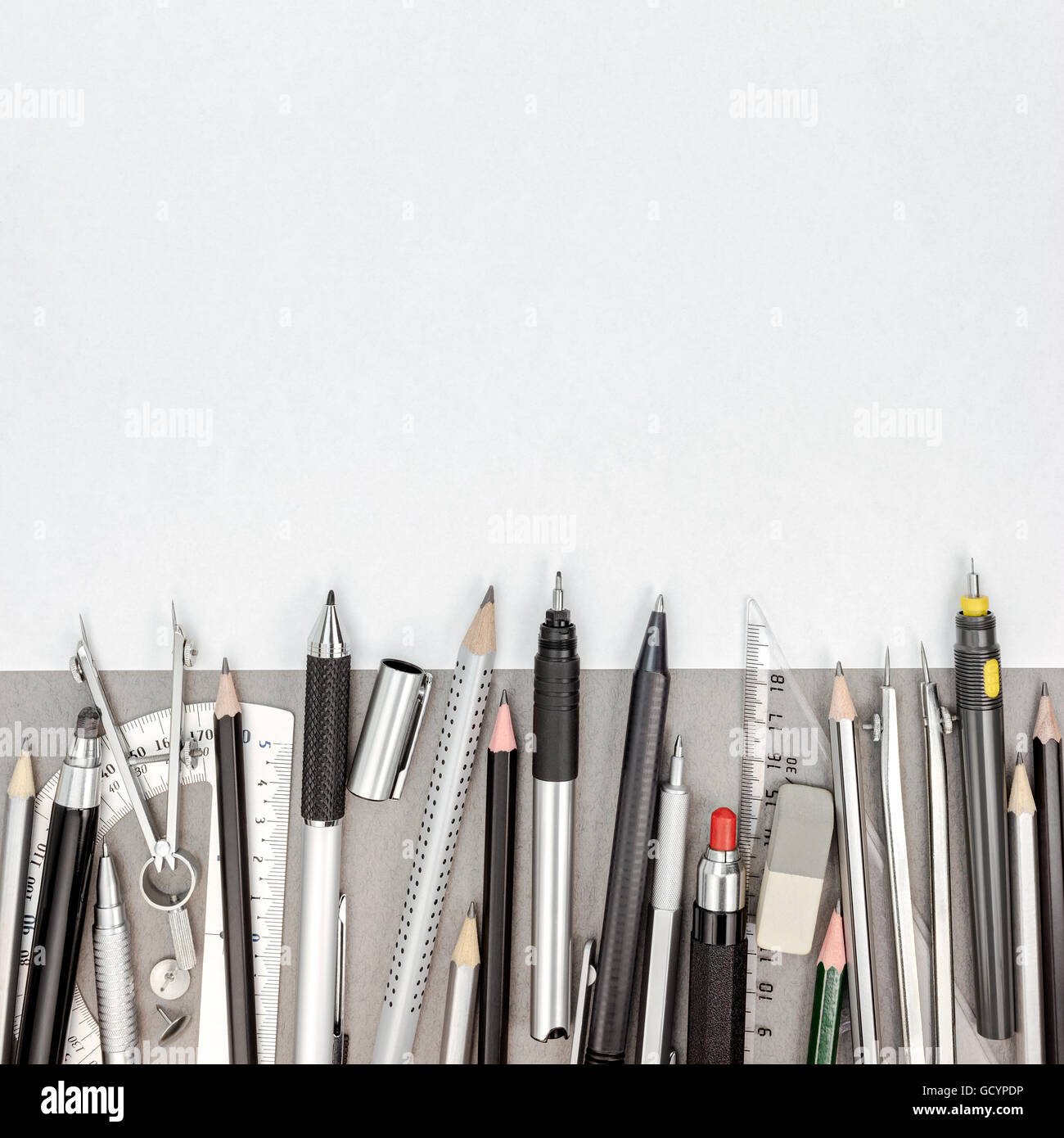 Drafting table blank page pens hi-res stock photography and images - Alamy