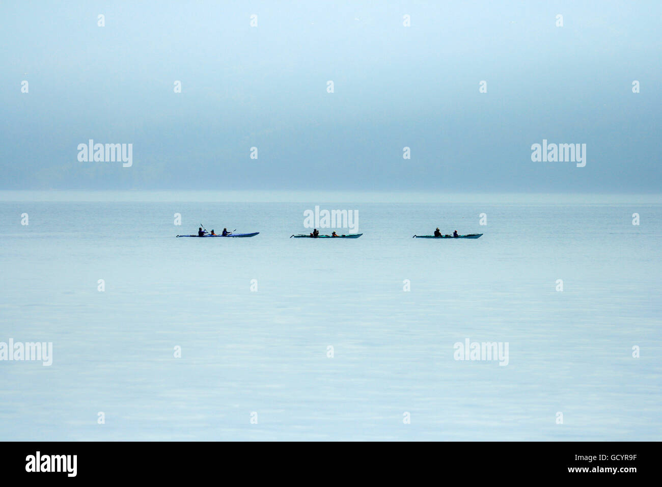 Kayaks in Johnstone strait. Vancouver island. British Columbia. Canada ...