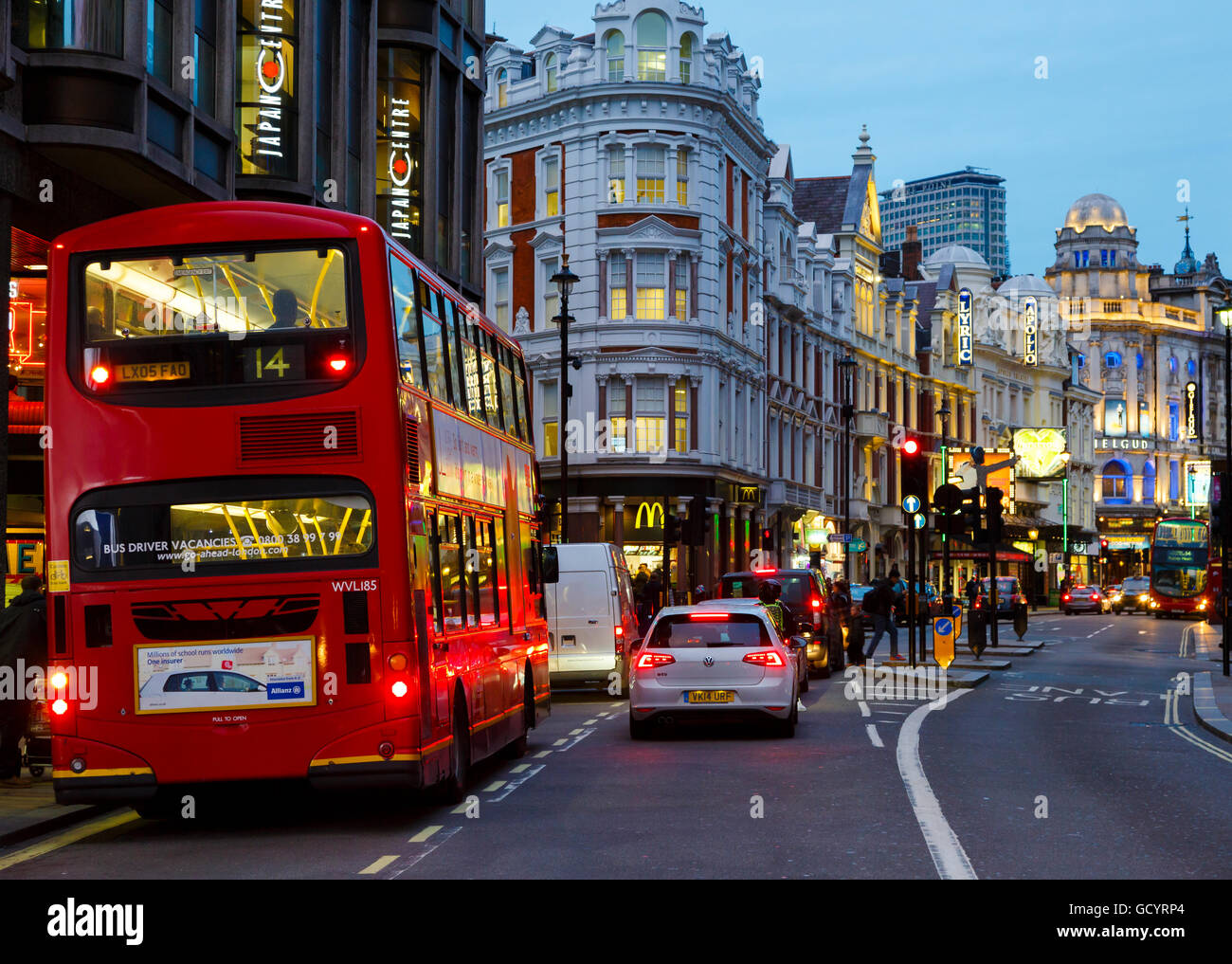 Traditional red bus and street. London, England, United kingdom, Europe ...