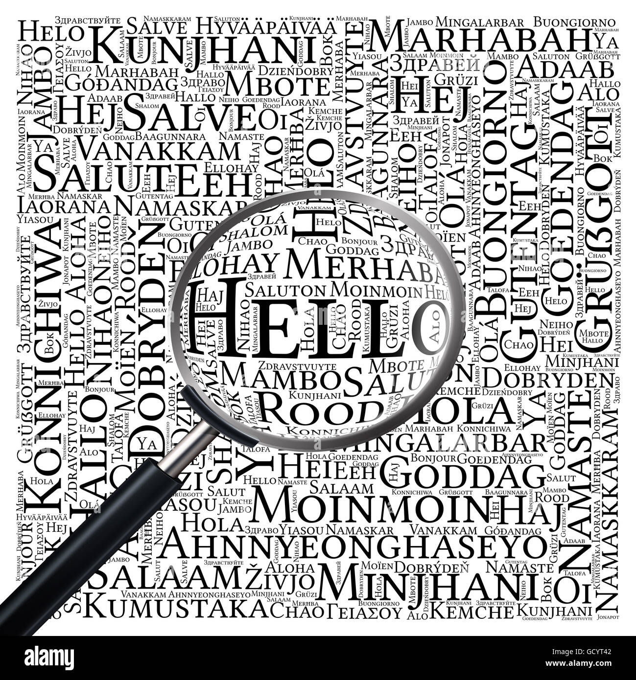 Hello word cloud concept in different languages of the world and ...