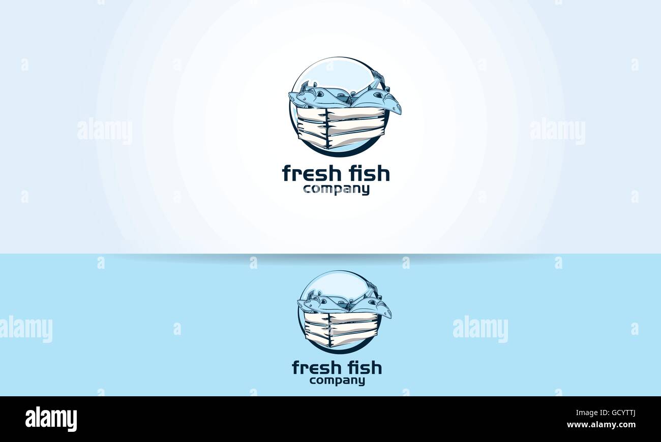 fish fishes box fresh restaurant logo illustration Stock Vector Image ...