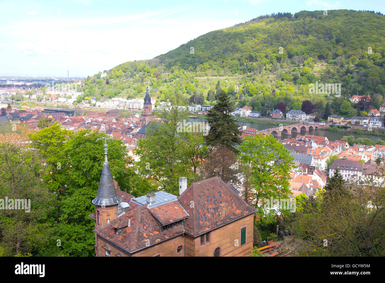 Heidelberg Castle provides a magnificent view over the Neckar River ...