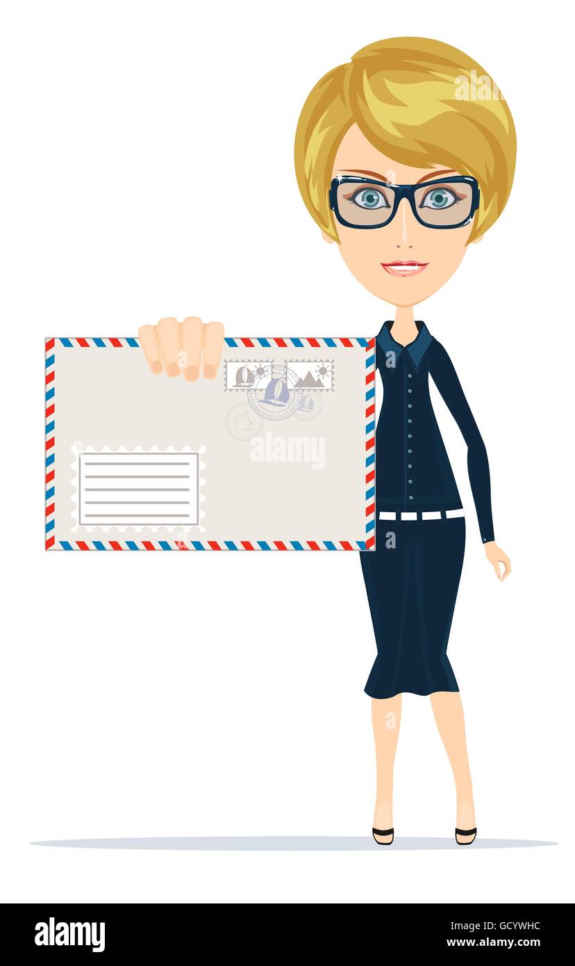 woman holding envelope letter in her hand Stock Vector Image & Art - Alamy