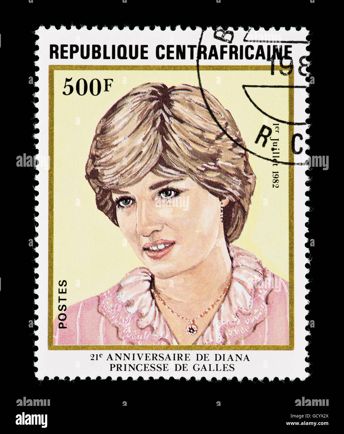 Postage stamp from the Central African Republic depicting Princess ...