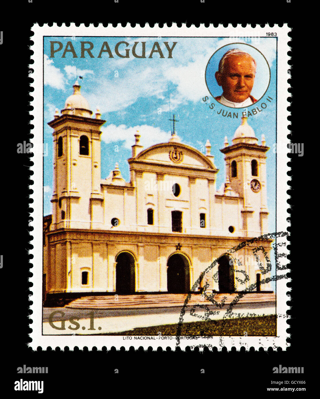 Postage stamp from Paraguay depicting the Cathedral of Asuncion and ...